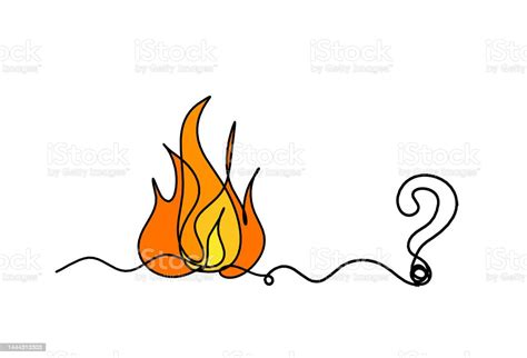 흰색 배경에 줄 그리기로 물음표와 추상 화재 낙서 드로잉에 대한 스톡 벡터 아트 및 기타 이미지 낙서 드로잉 라인아트 모닥불 Istock