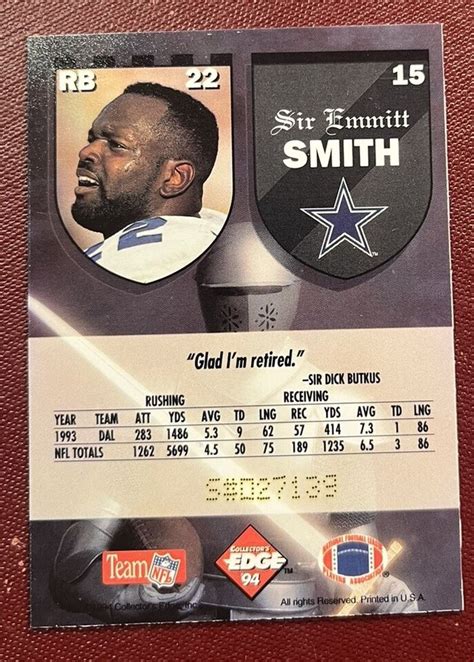 Emmitt Smith 1994 Collectors Edge Excalibur Card 15 Ebay