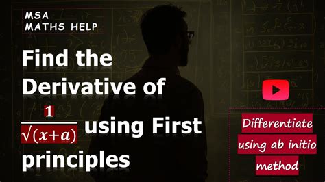 Find the derivative of 1/(√x+a) using first principle method | Differentiate using ab initio ...