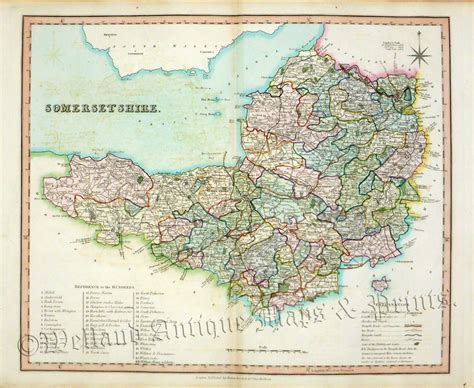 Somersetshire By H Teesdale R Rowe C1830 Welland Antique Maps