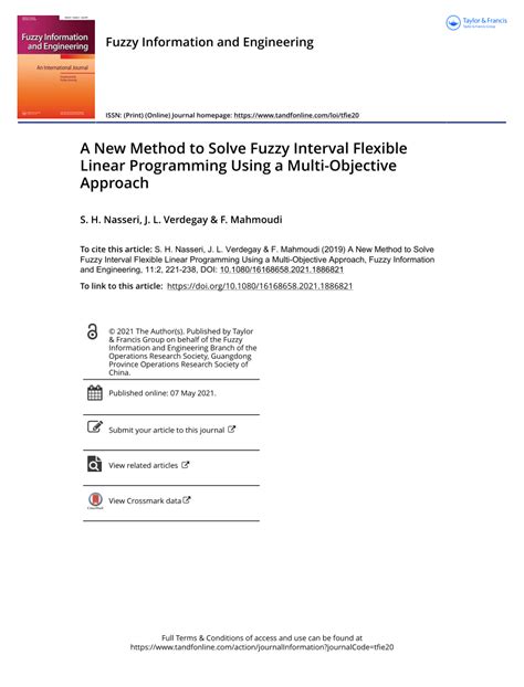 Pdf A New Method To Solve Fuzzy Interval Flexible Linear Programming