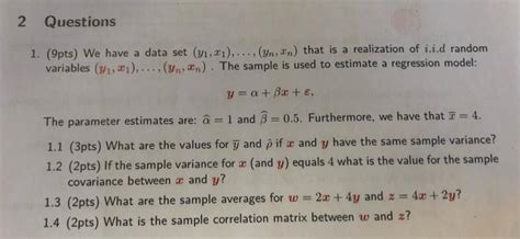 Solved 1 9pts We Have A Data Set Y1x1ynxn That