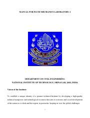 Fluid Mechanics Laboratory 1 Manual Understanding Hydrostatic Course Hero