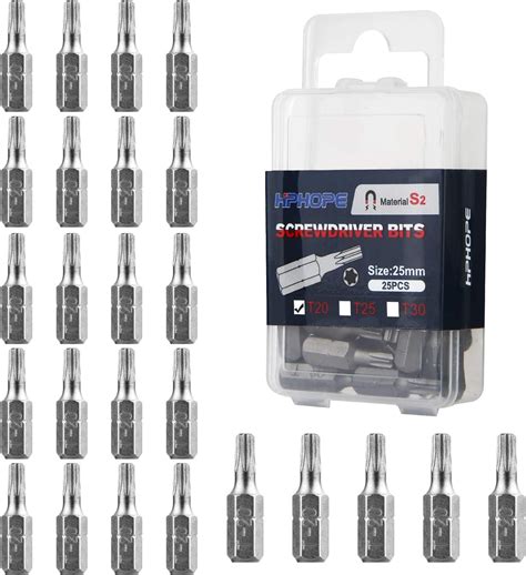 Hphope T20 Bits T20 Torx Bit X 25 Mm 1 4 Hex Shank Screwdriver Bits Sets 25 Bits Per Box
