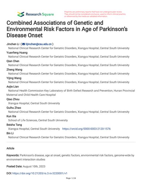 Pdf Combined Associations Of Genetic And Environmental Risk Factors