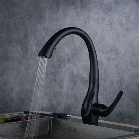 Black Touch Kitchen Faucet Mixer Tap With Pull Out Sprayer