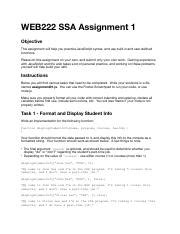 WEB222 Assignment 1 Pdf WEB222 SSA Assignment 1 Objective This