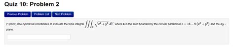 solved quiz 10 problem 2 previous problemproblem list next