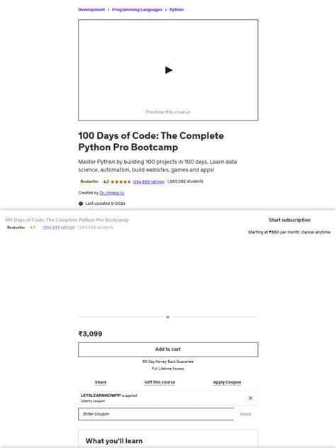 100 Days Of Code The Complete Python Pro Bootcamp Udemy Pdf