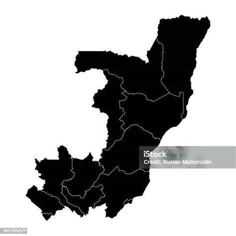 Vetores De Mapa Da República Do Congo Com Divisões Administrativas