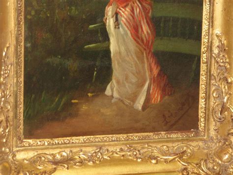 Proantic Peinture Jeune Fille Dans Un Parc époque 19ème