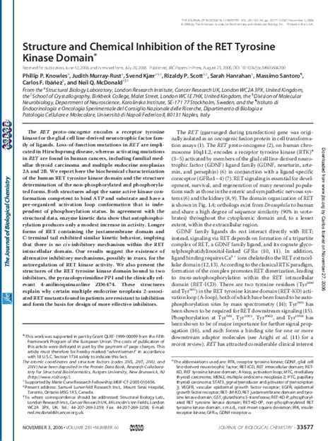 Pdf Ret Tyrosine Kinase Structure And Inhibition