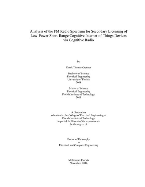 Analysis Of The Fm Radio Spectrum For Secondary Licensing Of Low Power