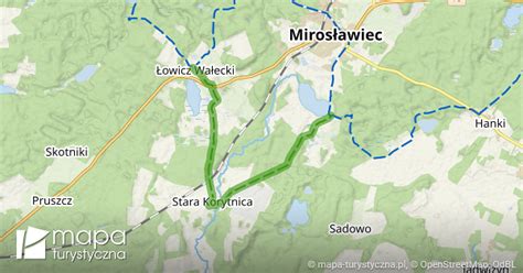 Zielony szlak turystyczny Łowicz Wałecki Jezioro Korytnickie mapa turystyczna pl