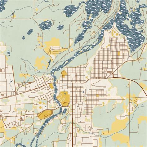 Brainerd Minnesota Map Print In Woodblock — Jace Maps