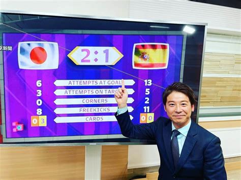 小松正英さんのインスタグラム写真 小松正英instagram 「 スペインに勝って死の組を首位で通過した金曜日。 ニュースの担当日と