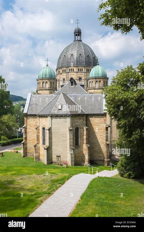 France Moselle Saint Avold Notre Dame De Bon Secours Basilica Romanesque Revival Style Stock