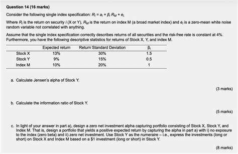 Consider The Following Single Index Specification Chegg Com