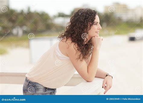 Young Woman With Her Hand Under Her Chin Stock Image Image 20023949