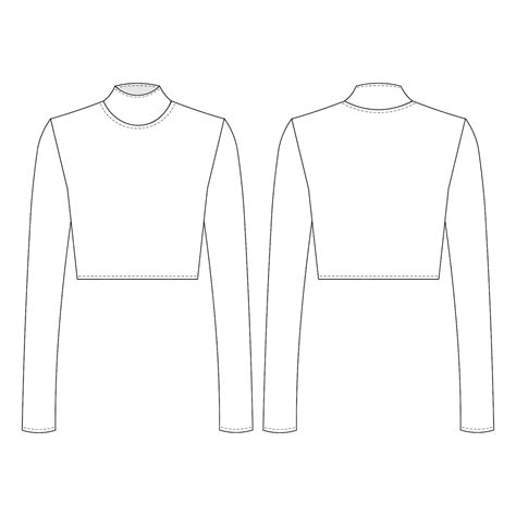 Premium Vector High Neck Turtleneck Long Sleeve Short Blouse Sweater