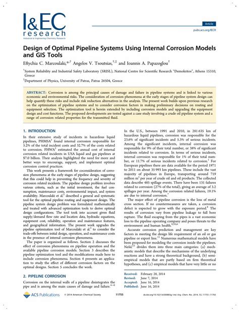 Pdf Design Of Optimal Pipeline Systems Using Internal Corrosion