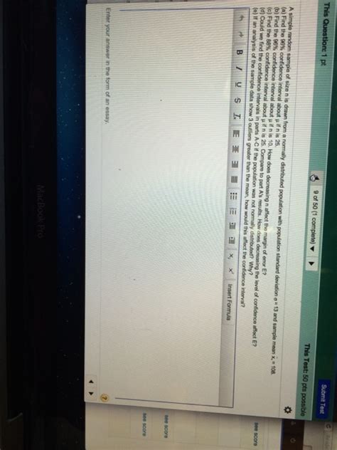 Solved A Simple Random Sample Of Size N Is Drawn From A Chegg