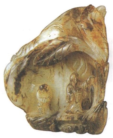 玉芭蕉人物山子 玉器收藏 图片
