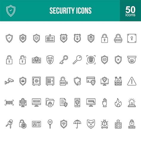 Premium Vector Security Line Icons Safety Protection And Cybersecurity Vector Graphics