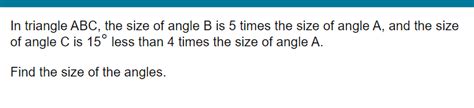 Solved In Triangle Abc The Size Of Angle B Is Times The Chegg