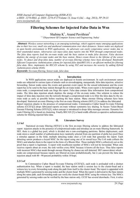 Filtering Schemes For Injected False Data In Wsn Pdf