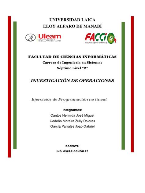Ejercicios De Programación No Lineal Pdf Programacion No Lineal