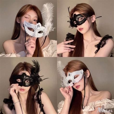 Feather Rhinestones Women Masquerade Mask Flower Fashion Half Face