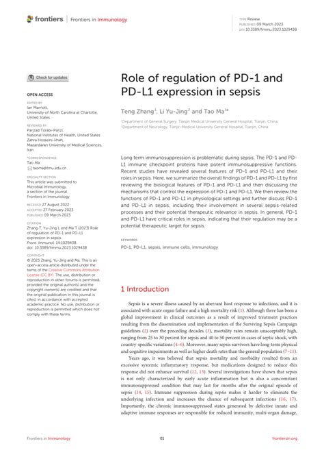 Pdf Role Of Regulation Of Pd 1 And Pd L1 Expression In Sepsis