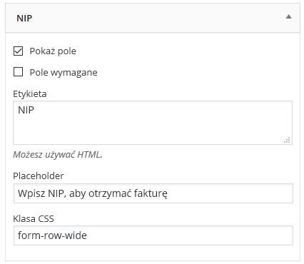 sposoby na pole NIP w zamówieniach WooCommerce