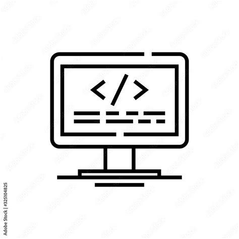 Computer Task Line Icon Concept Sign Outline Vector Illustration Linear Symbol Stock Vector
