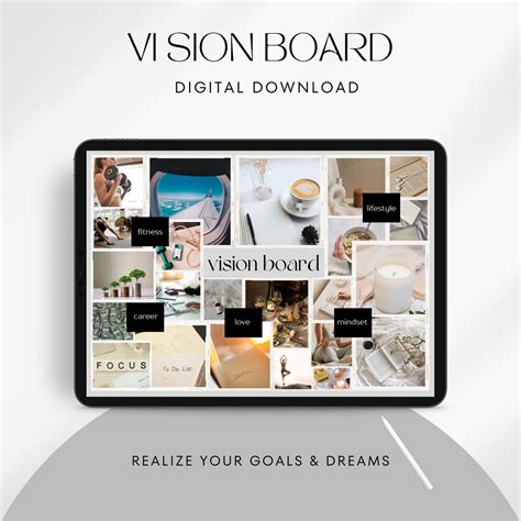 Digital Vision Board Canva Template Vision Board Template Vision