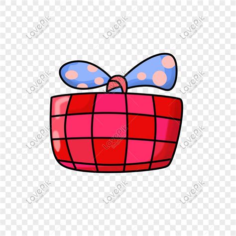 만화 손으로 그려진 된 빨간색 체크 무늬 선물 상자 그림 Png 일러스트 무료 다운로드 Lovepik