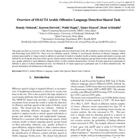 Overview Of Osact4 Arabic Offensive Language Detection Shared Task