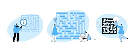 premium vector set characters finding idea solution in labyrinth challenge and problem solving
