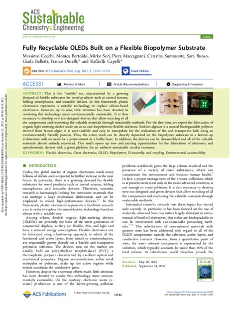 Pdf Fully Recyclable Oleds Built On A Flexible Biopolymer Substrate