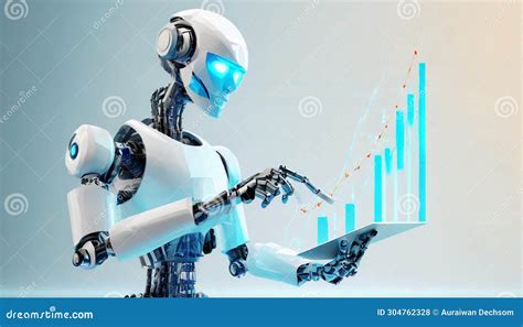 Robot Hand Pointing At Business Chart Ai Generated Stock Illustration