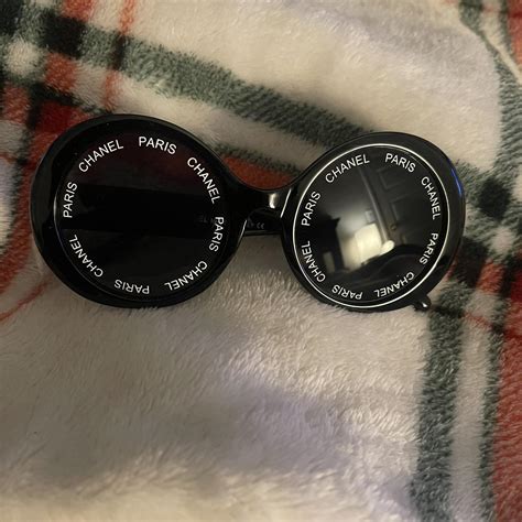 Round Black Branded Sunglasses In Perfect Depop