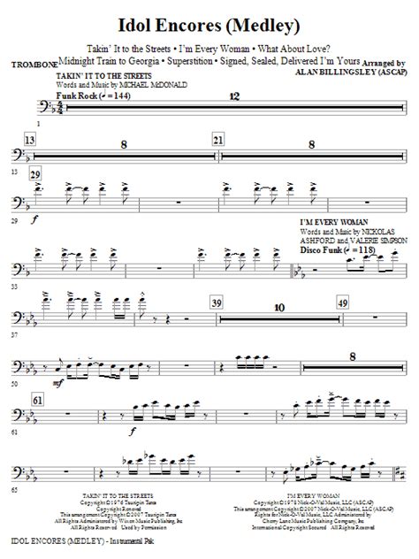 Idol Encores Medley Trombone Sheet Music Alan Billingsley Choir