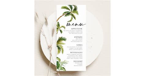 Tropical Palm Trees Menu Zazzle