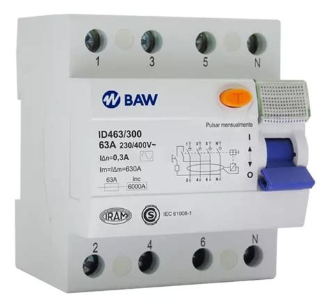 Interruptor Disyuntor Diferencial Tetrapolar 4x63a 300ma Baw