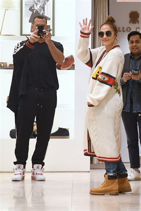 Celeb Style Jennifer Lopez Wearing Gucci Embroidered Chunky Cable Knit
