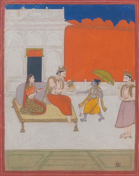 Bonhams Krishna Seated In A Pavilion With Attendants Radha And A