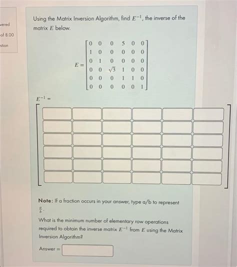 Solved Vered Of 800 Stion Using The Matrix Inversion