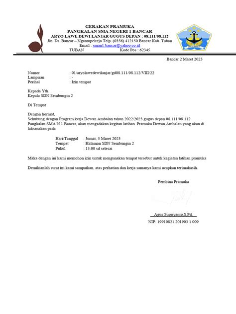 Surat Izin Kegiatan Pramuka Pdf