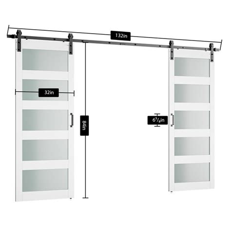 Smartstandard Glass Paneled Double Sliding Barn Door With Installation
